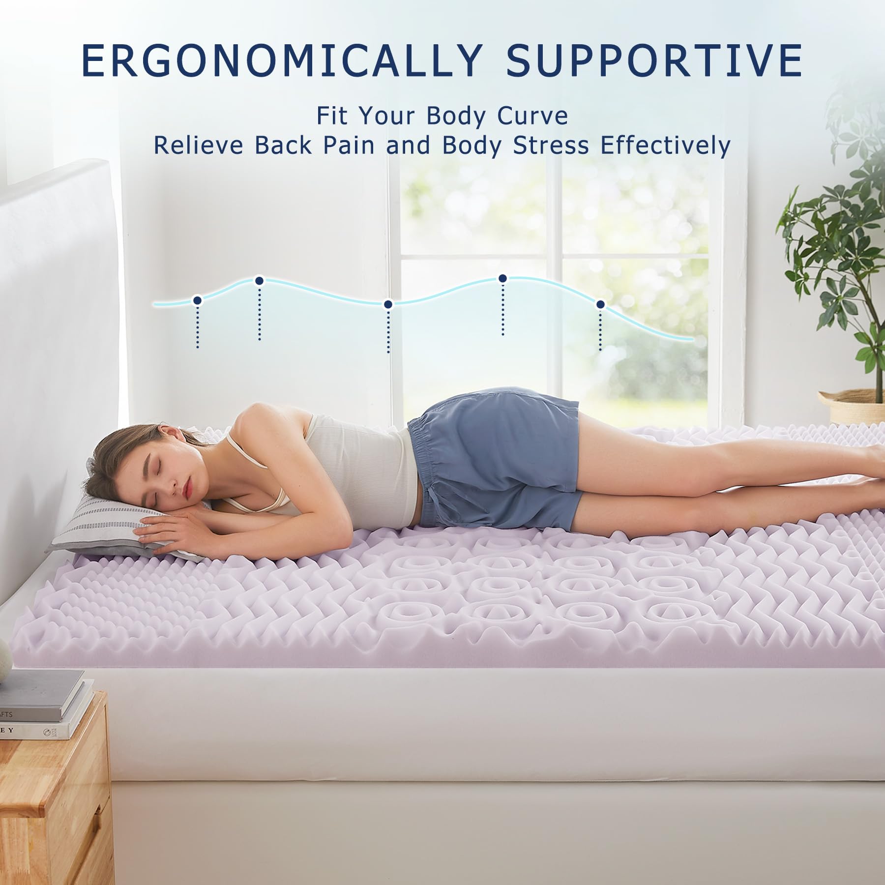 Moonear Memory Foam Mattress Topper - Full Size Dual Layer 4 Inch Cooling Mattress Topper 2 Inch Gel Memory Foam Plus 2 Inch Pillow Top Bed Mattress Topper Cover Support Mattress Pad for Back Pain