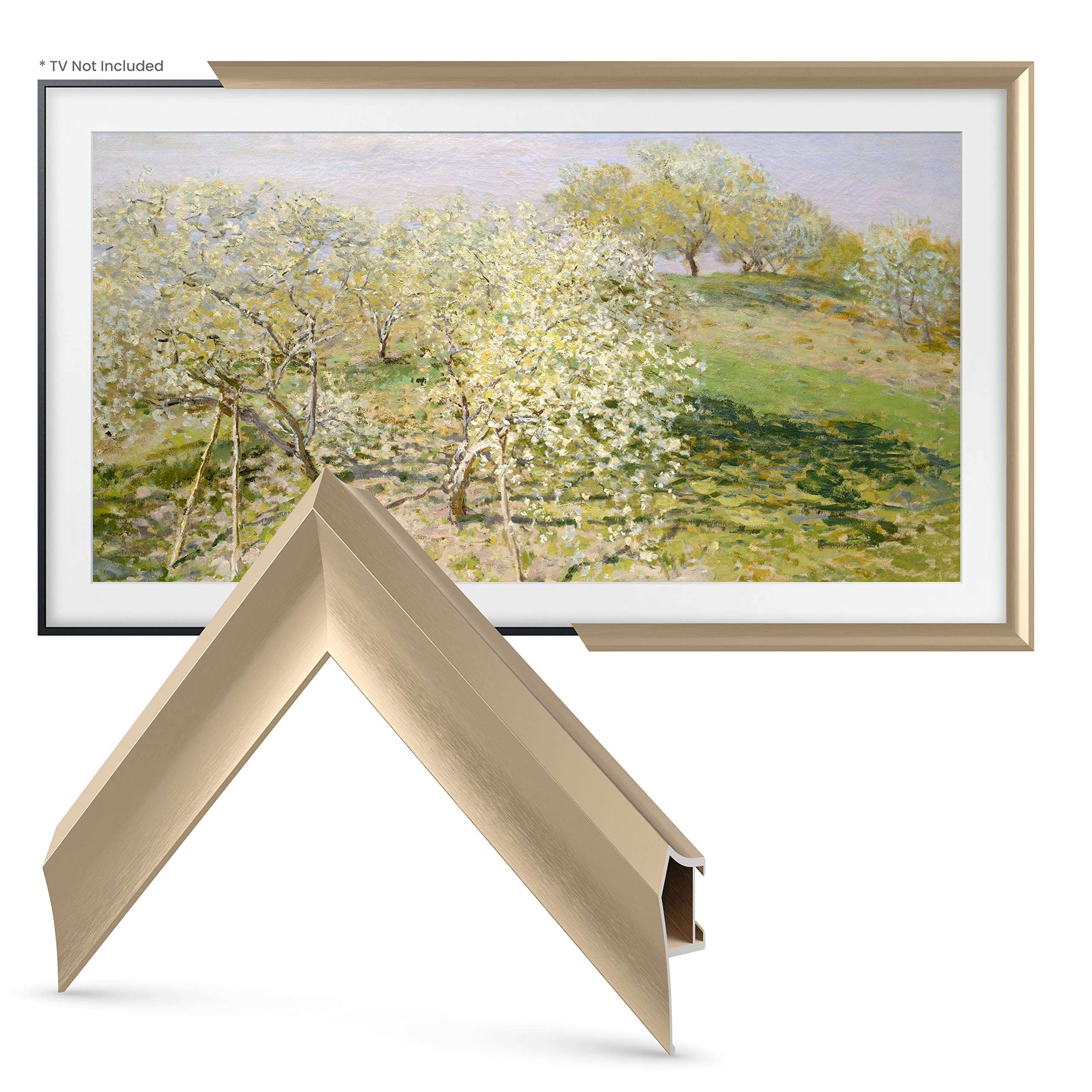 Frame My TV Deco TV Frames Alloy Prismatic - Pale Gold Bezel Compatible ONLY with Samsung The Frame TV (75", Fits 2021-2025 Frame TV)