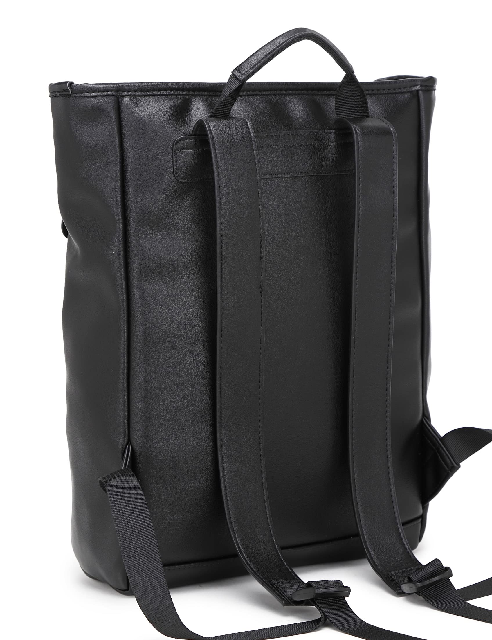 Kah&Kee Feaux Leather Backpack Purse for Women Casual Travel Daypack with Laptop Compartment 13 Inch (Black)