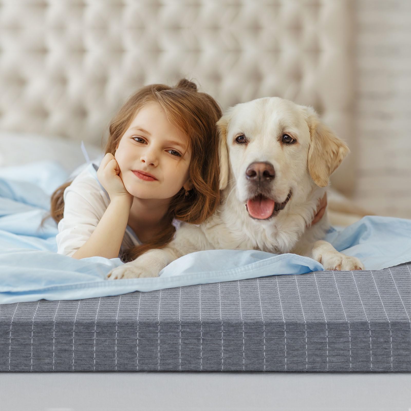 Firm Memory Foam Mattress Topper Queen - 4 Inch Charcoal-Infused Bed Topper for Back Pain Relief, Dual-Sided Firmness, CertiPUR-US Certified, Removable Cover