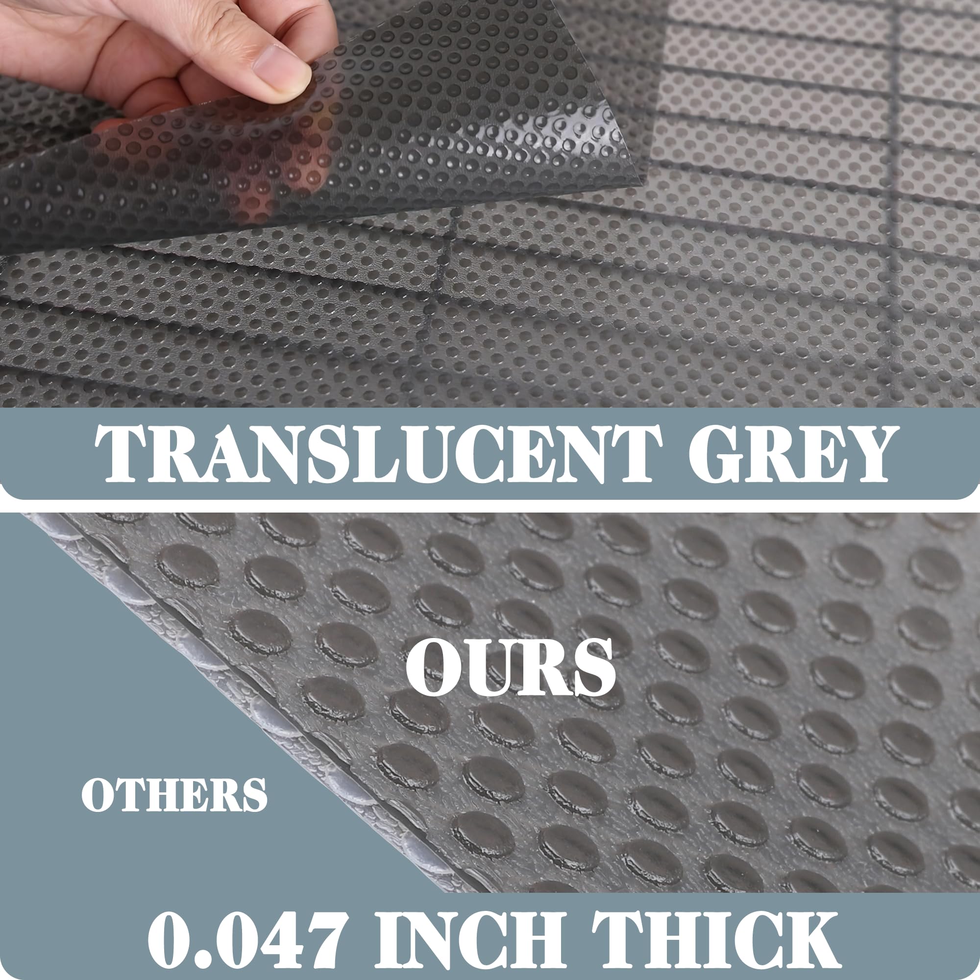 FLPMIX Wire Shelf Liner 16 inch Wide, Standard Size (16 by 197 Inch, Transparent Grey), Waterproof Pantry Shelf Liner, Thick Plastic Kitchen Cabinets Liner for Wire Racks, Heavy Duty Metal Shelves