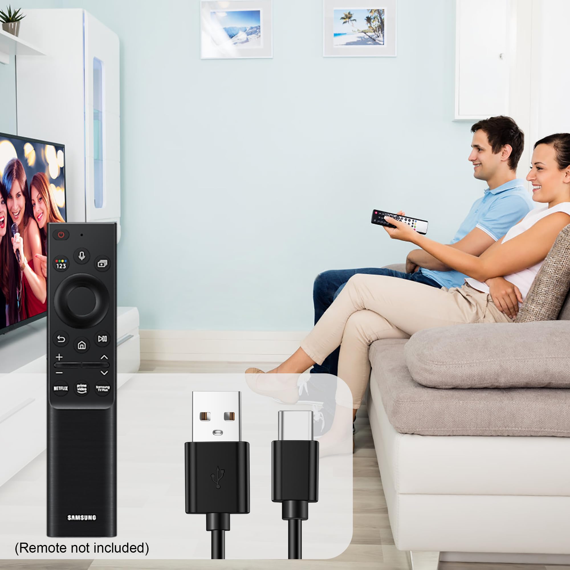 5FT Replacement Charger Cable for Samsung Smart TV Remote Control, USB Type C Charging Cable for Samsung Frame TV Remote, Samsung SolarCell Remote, Samsung Galaxy Buds+ Plus/Buds2 Pro/Buds Live