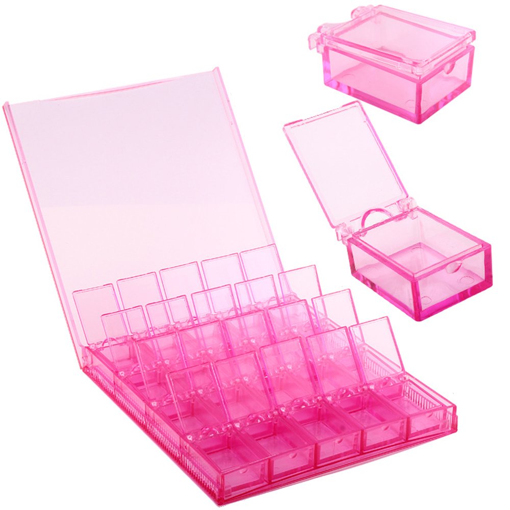 MissLytton Small Storage Box Jewelry Bead Organizer, Clear Plastic Covered Container Box with 20 Removeable Compartment, Perfect for Storing Nail Arts Rhinestones, Small Charms, Earrings, Seeds