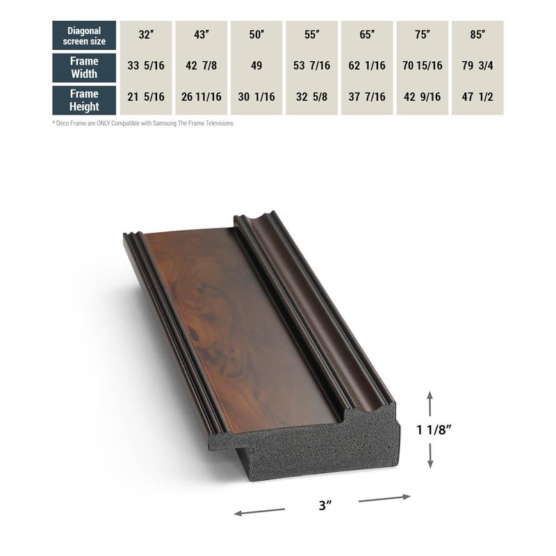 Frame My TV Deco TV Frames - Burlwood Smart Frame Compatible ONLY with Samsung The Frame TV (75", Fits 2021-2025 Frame TV)