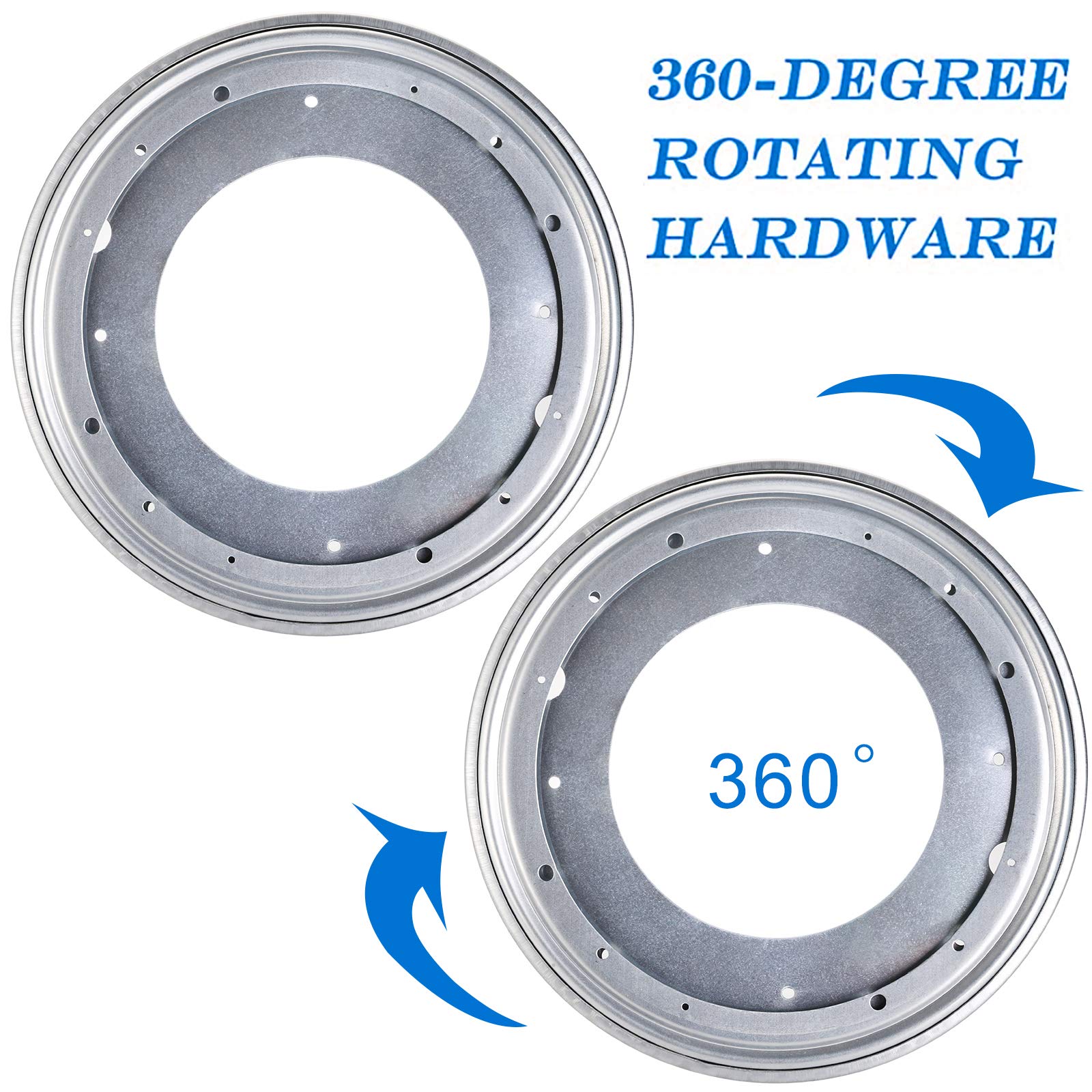 Fasmov 12-Inch Lazy Susan 5/16 Thick Turntable Bearings with 6 Rubber Pads, Pack of 2