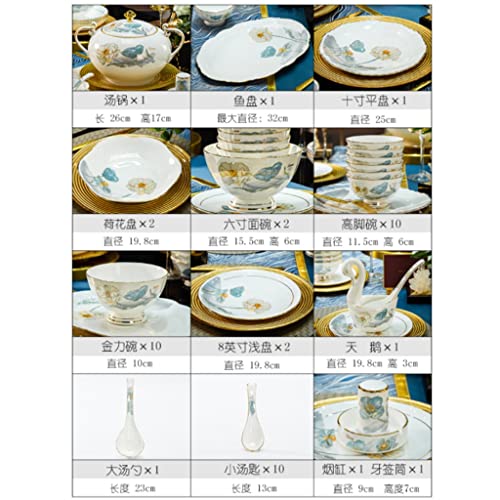 GAENZA Home Tableware 60 Piece Rice Bowl Cutlery Set Bowl Plate Dish Ceramic Tableware