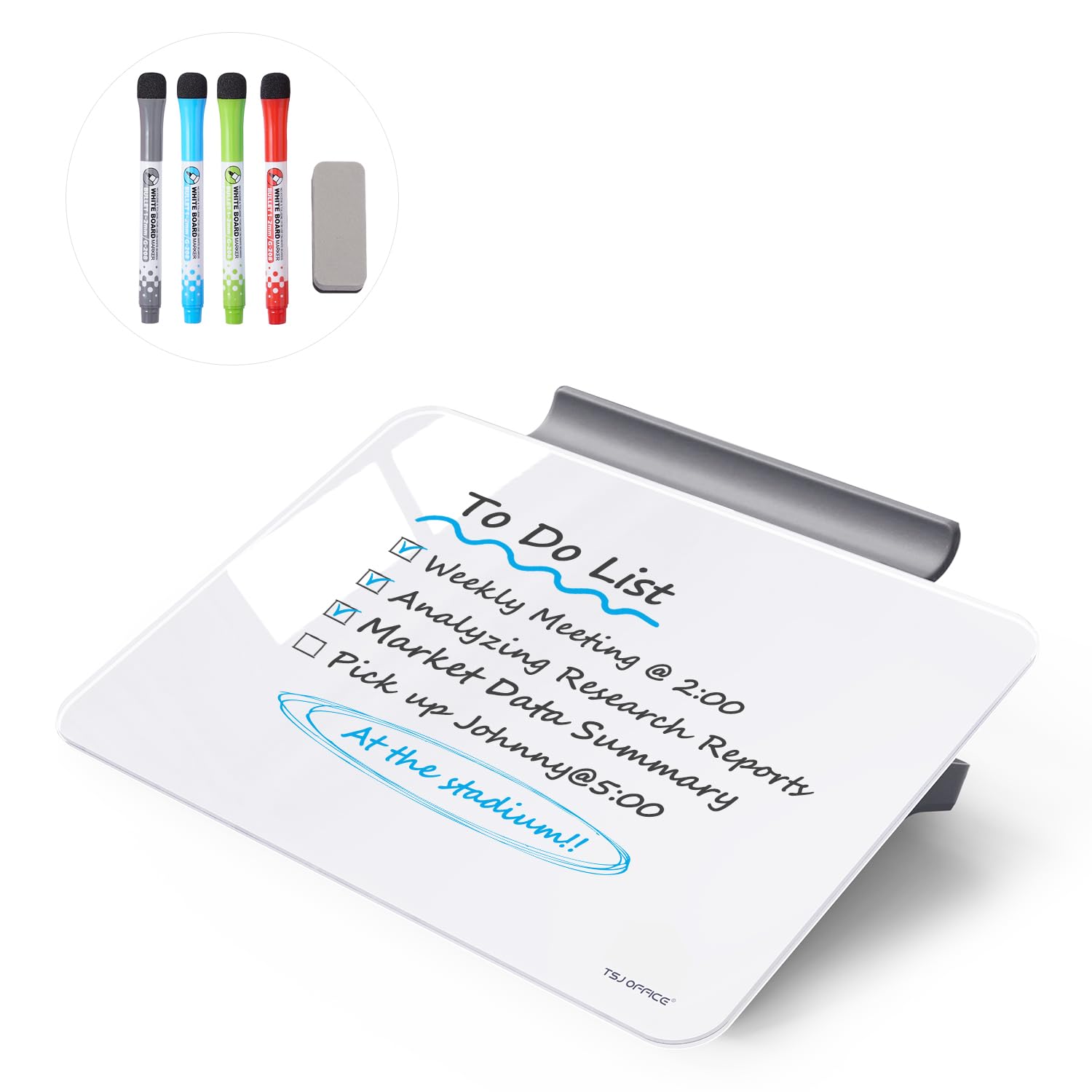 Small Desktop Glass Dry-Erase whiteboard - 8 X 6 Inches Tabletop Easel whiteboard with Stand, Desk Board Buddy for Artist, Teacher and Student