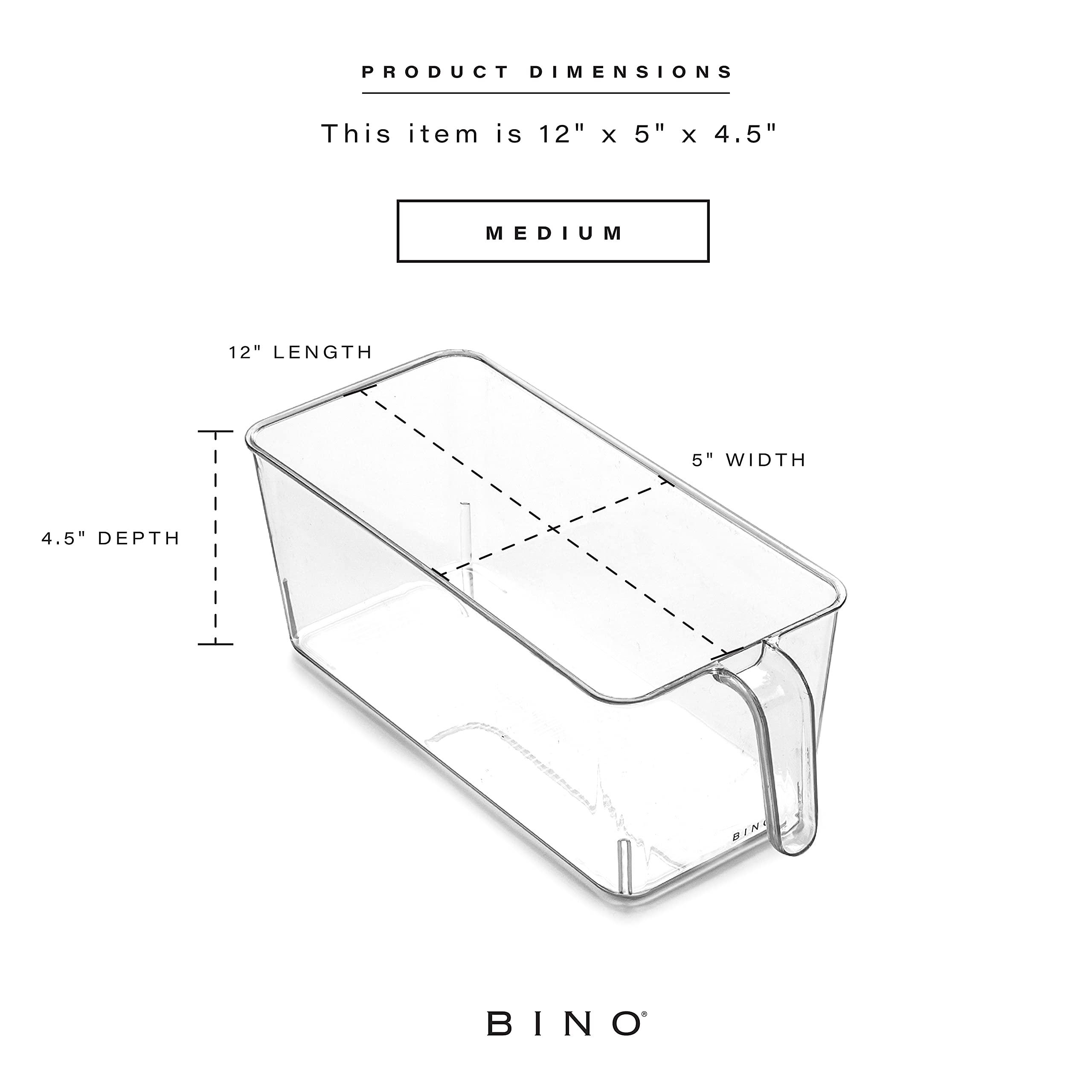 BINO | Clear Storage Organizer | THE HOLDER COLLECTION | Clear Containers for Organizing with Built-in Handles | Pantry Organization and Storage | Fridge Organizer | Smart Storage Bin Cabinet | Medium