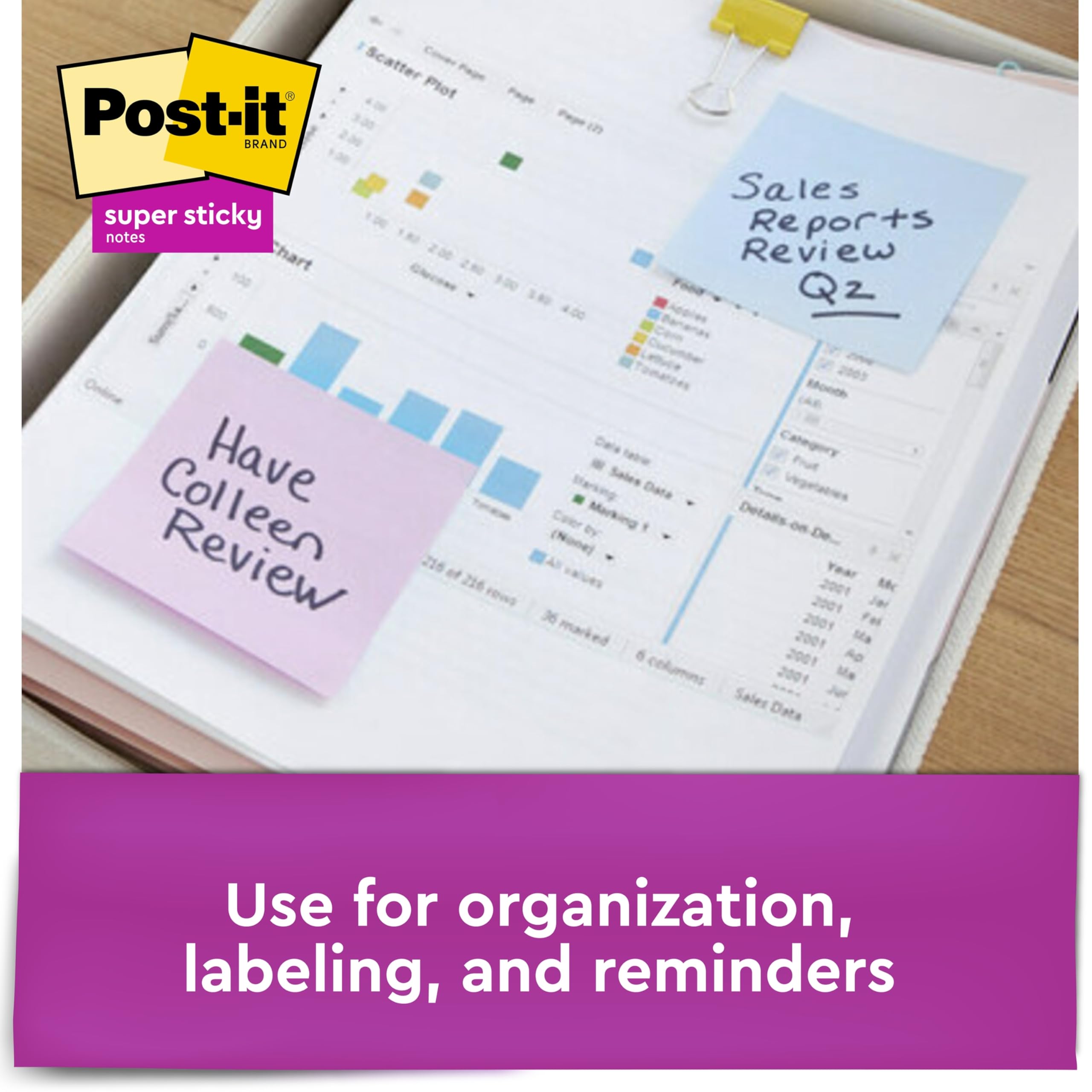 Post-it Super Sticky Recycled Notes, 5 Pastel Colors, Sticks and Resticks, 3 in x 3 in