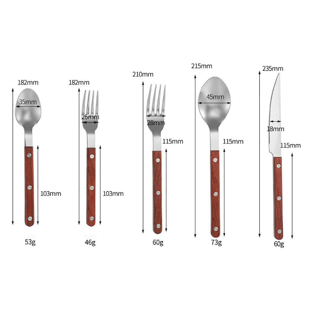 Wooden Handle Flatware Set for 6, 30-Pieces Silverware Set Food-Grade Stainless Steel Cutlery Kitchen Utensils Set Apartment Essentials Dishwasher Safe Wedding Banquet Best Gift Combo