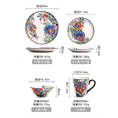 Style Floral Cutlery Set Ceramic Dish Porcelain Dessert Plate Fruit Dishes Dinnerware Set Tableware Tools