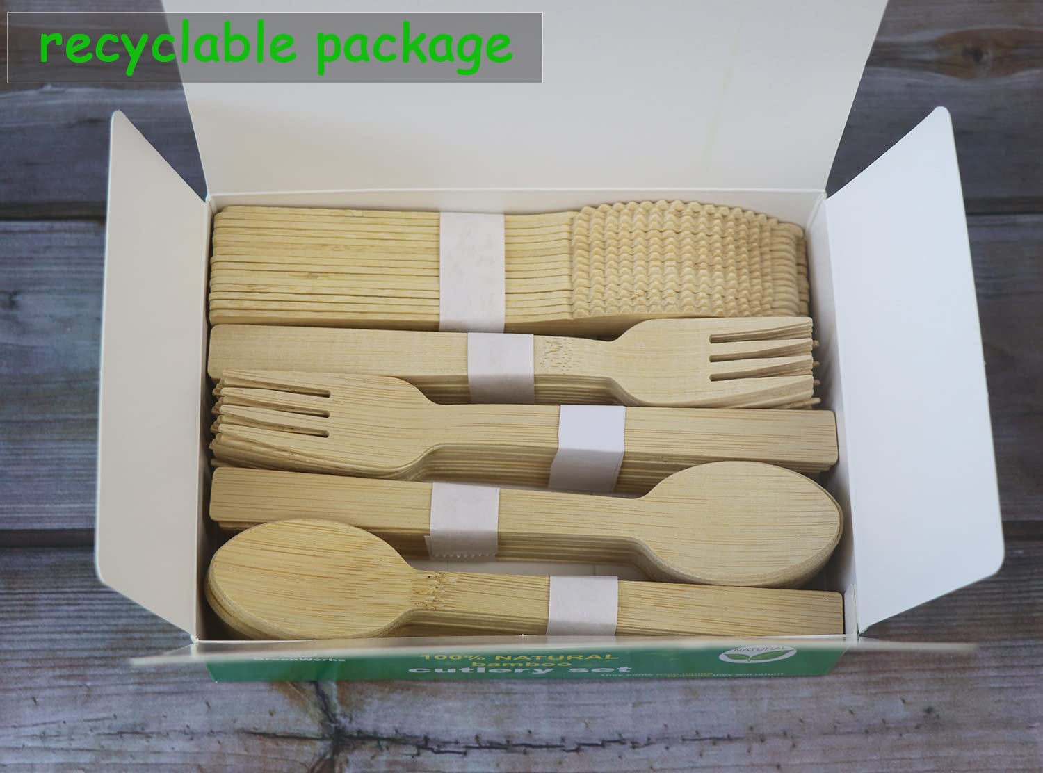 90 Count Bamboo Cutlery Set (30 Forks, 30 Spoons, 30 Knives),Compostable Biodegradable Utensils Set