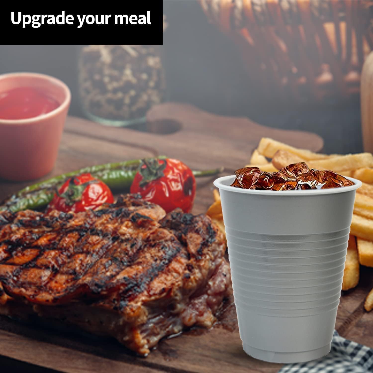Silver Solid Color Premium Heavy Weight Plastic Cup (18 Oz.) 50 Count - Elegant & Durable, Perfect for Parties, Weddings & Everyday Use