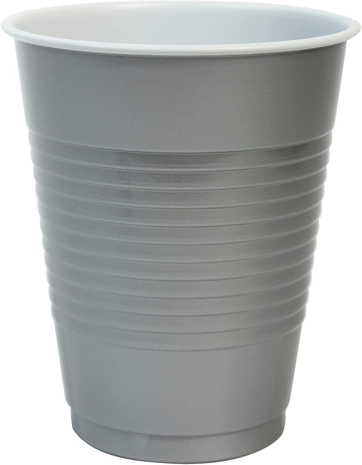 Silver Solid Color Premium Heavy Weight Plastic Cup (18 Oz.) 50 Count - Elegant & Durable, Perfect for Parties, Weddings & Everyday Use