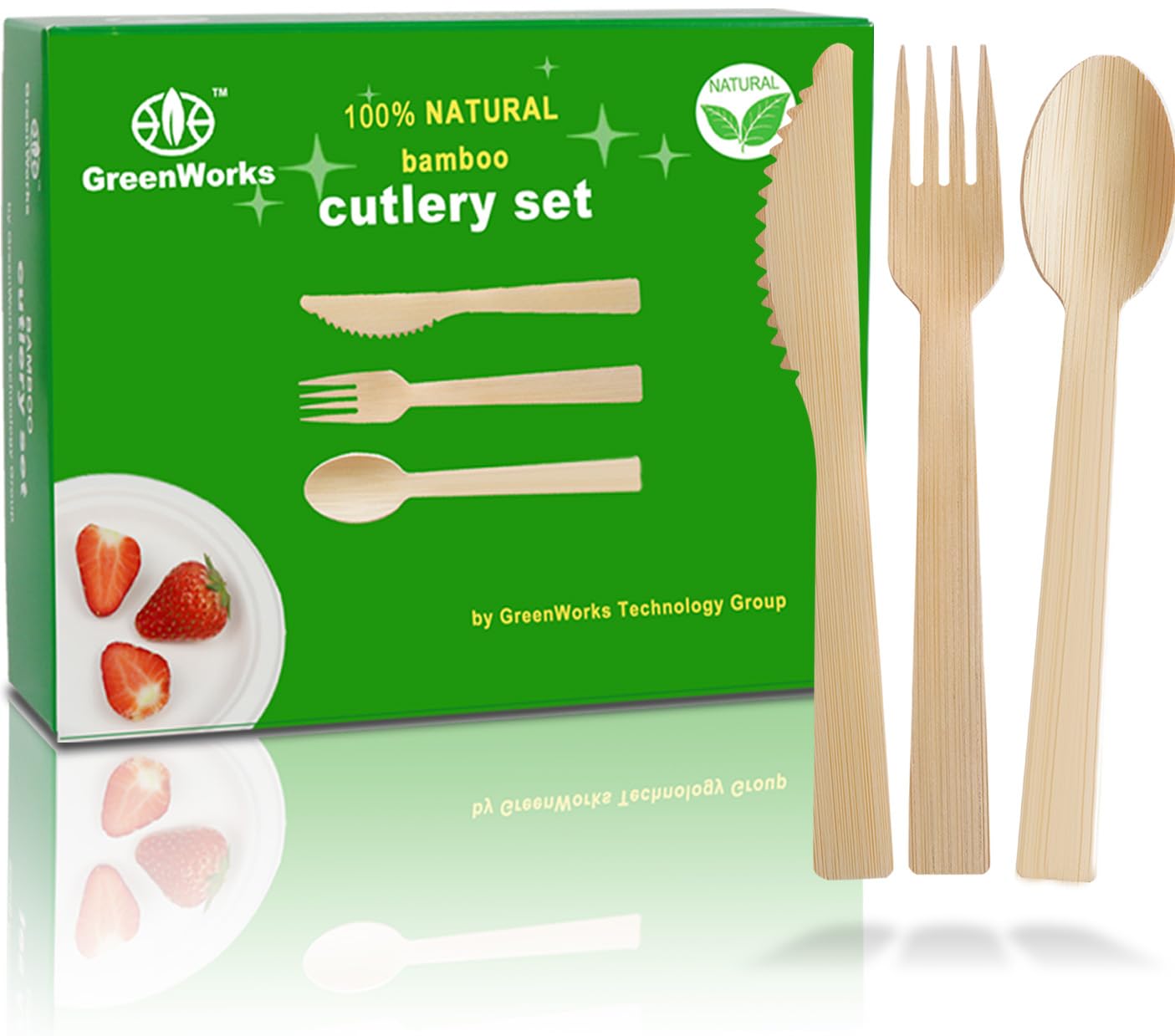 90 Count Bamboo Cutlery Set (30 Forks, 30 Spoons, 30 Knives),Compostable Biodegradable Utensils Set