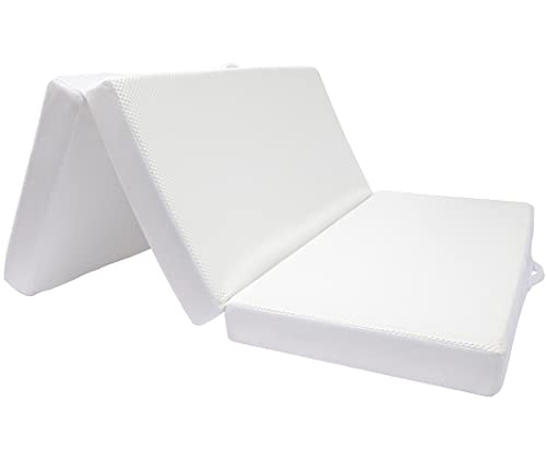 Cheer Collection Tri-Fold Memory Foam Mattress - 4" Thick Gel Infused Foam Folding Bed for Guests, Queen Size - 58" x 78"