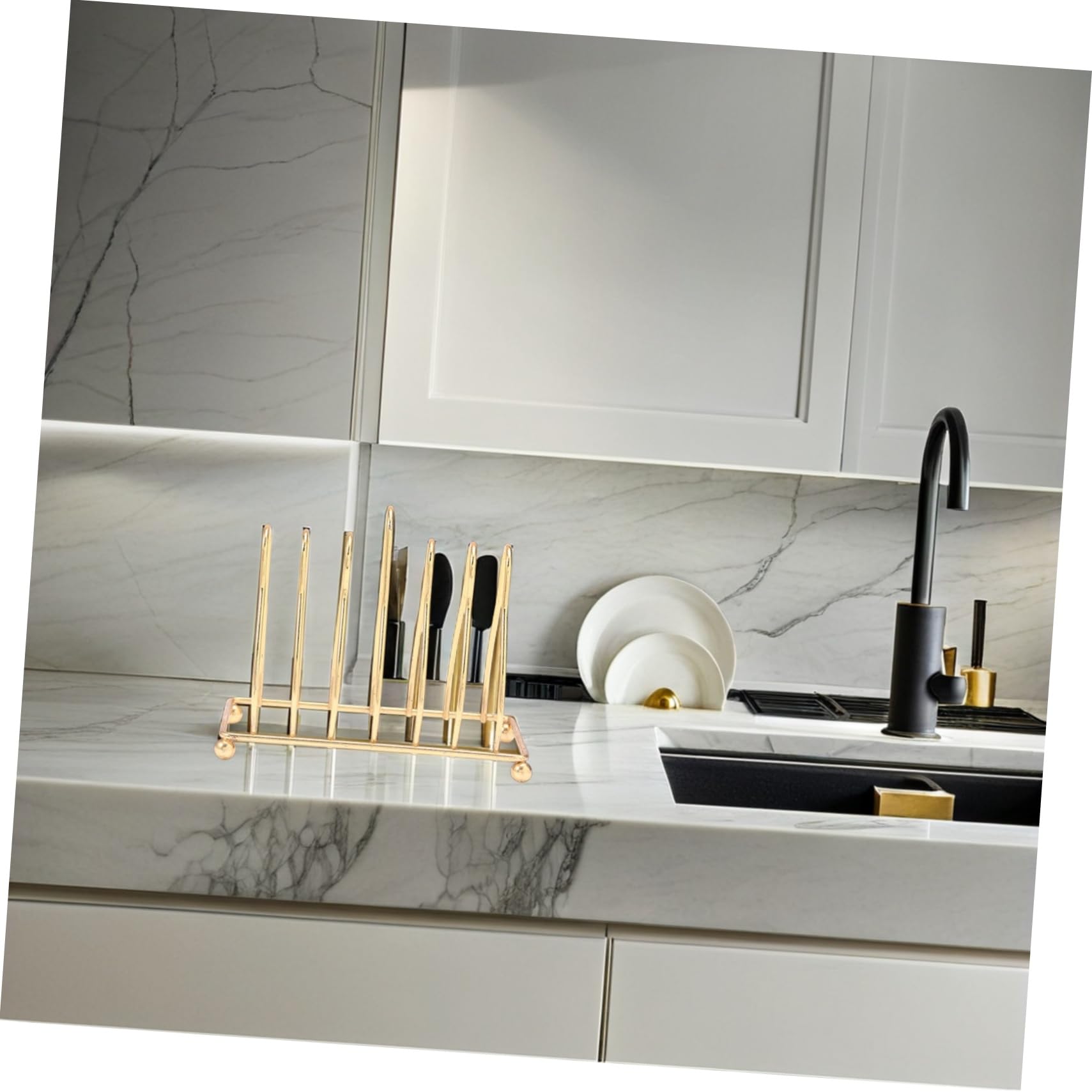 Operitacx Plate Racks Metal Dish Rack Pot Lid Holder Plate Stand Kitchen Cabinet Organizer Drying Rack for Bowl Cup Cutting Board