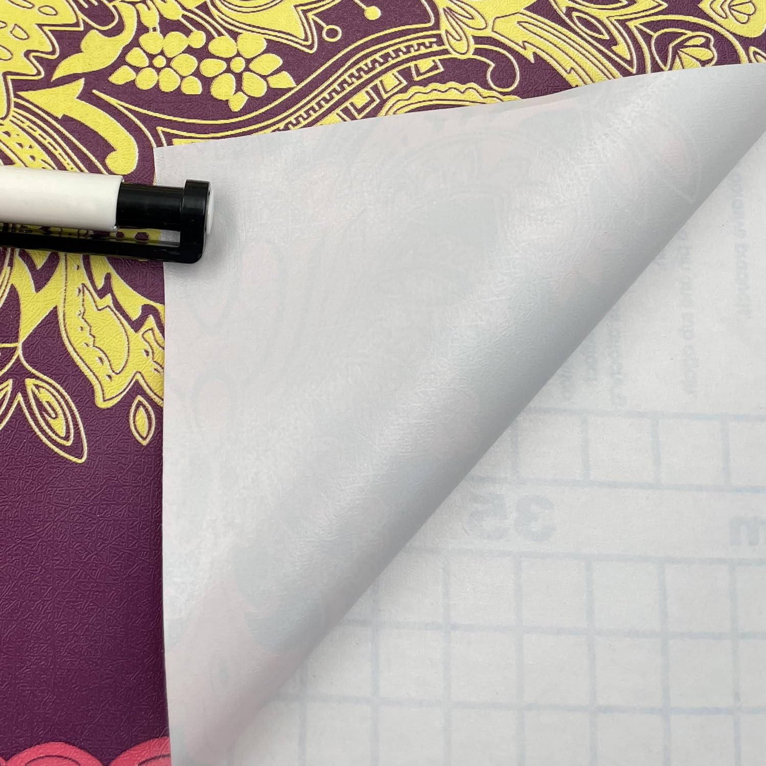 SimpleLife4U Luxury Purple Damask Removable PVC Shelf Drawer Liner Home Decor 17x118 Inch