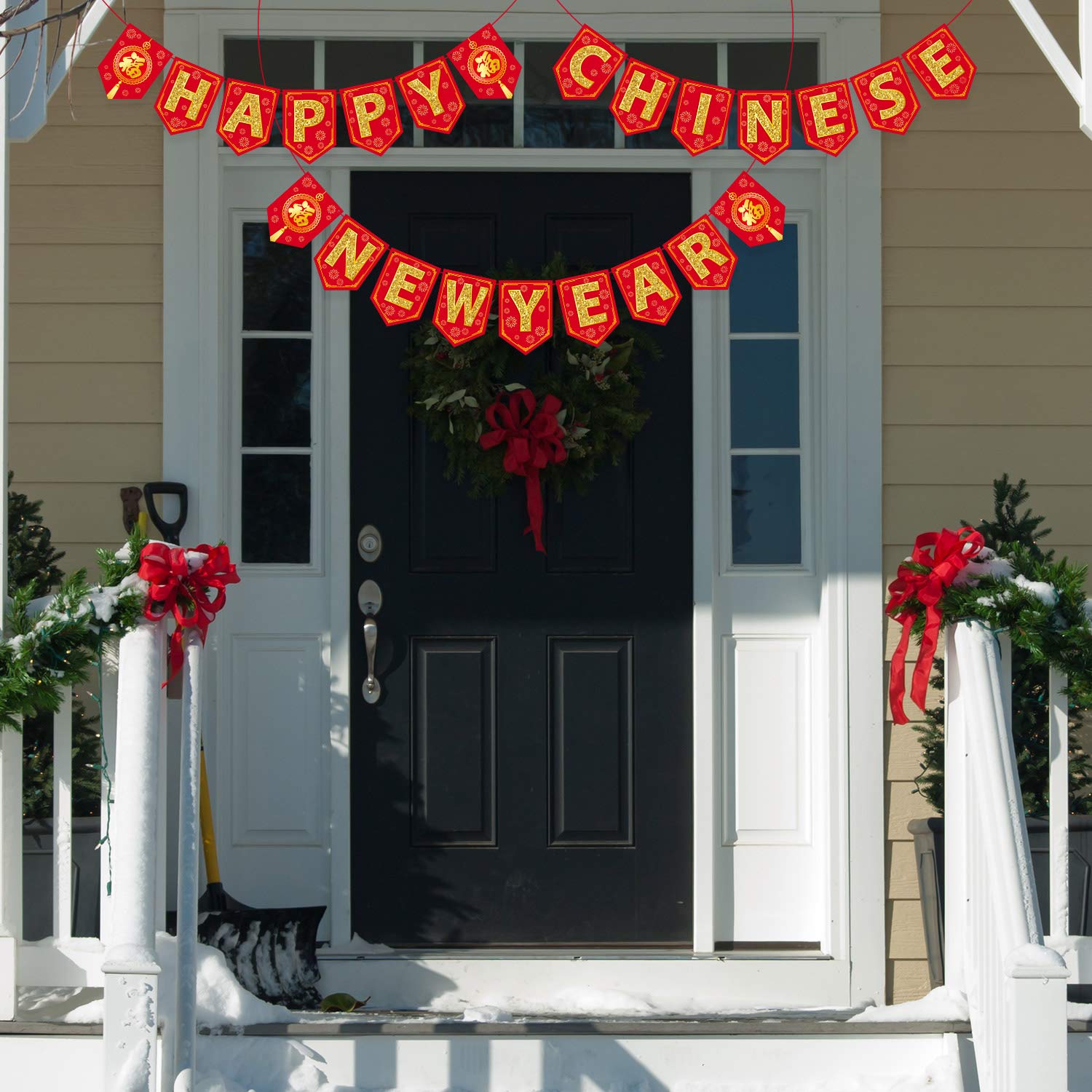 Chinese New Year Bunting Banner Letter 2023 Year of Rabbit Party Bunting Banner Festive Decorations for Chinese New Year