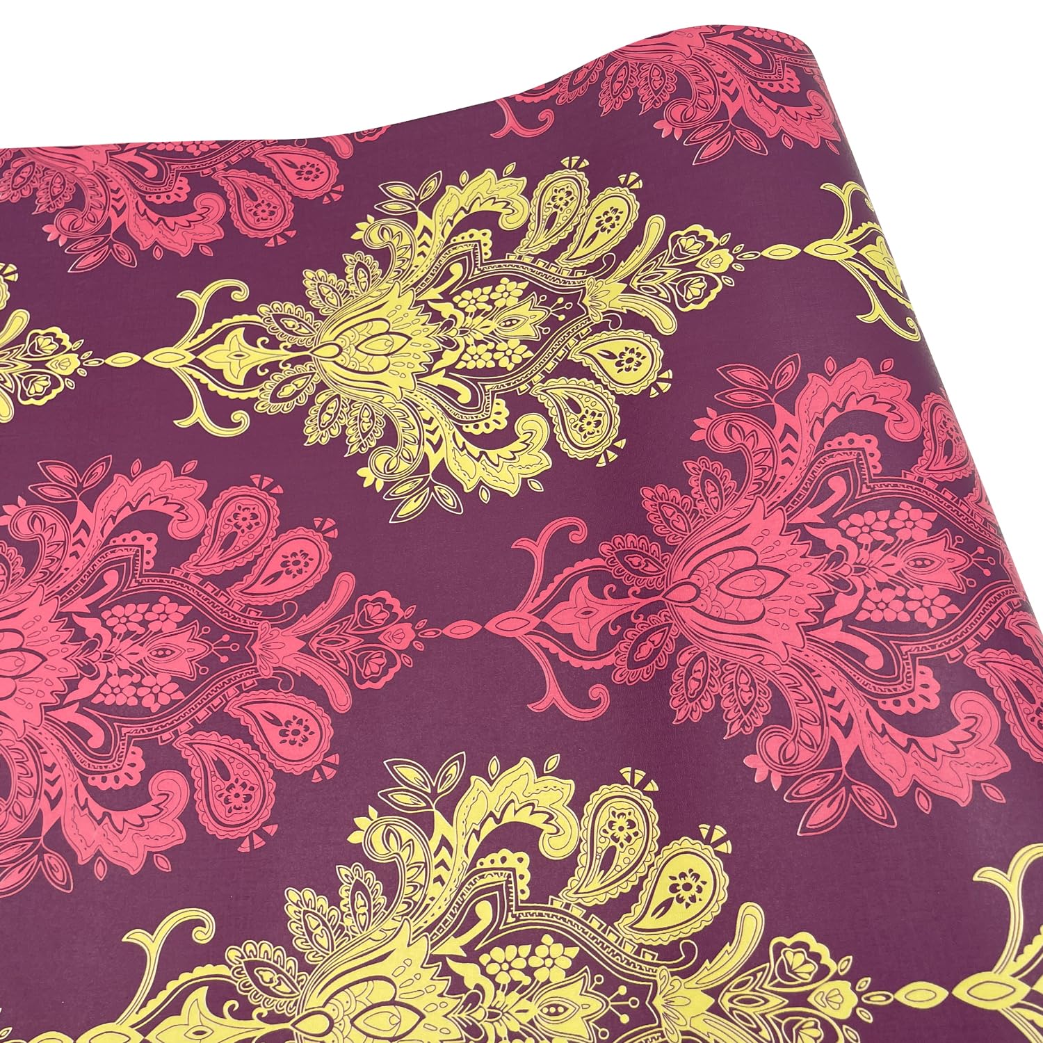 SimpleLife4U Luxury Purple Damask Removable PVC Shelf Drawer Liner Home Decor 17x118 Inch