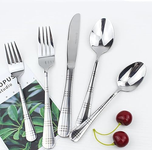 Silverware Set Flatware Retro Black Polka Dots for 4 Utensil Cutlery Geometric，Mirror Polished，Great for Famil，Dinnerware，Gatherings Daily Use–Spoons,Knives,Teaspoons,Forks 20-Piece