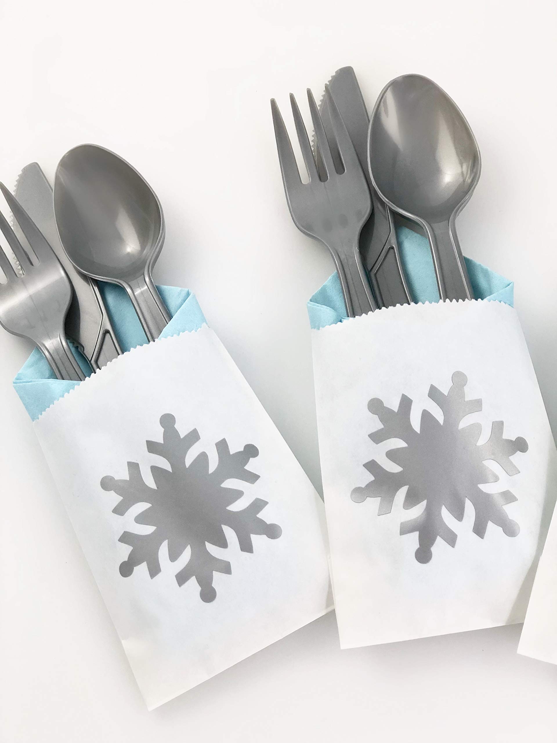 Snowflake Party Cutlery - 24 Set for Baby Shower or Winter Onederland Birthday