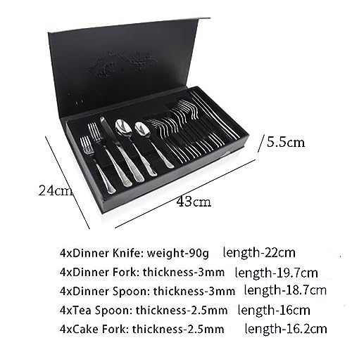 Silverware Set Flatware Retro Black Polka Dots for 4 Utensil Cutlery Geometric，Mirror Polished，Great for Famil，Dinnerware，Gatherings Daily Use–Spoons,Knives,Teaspoons,Forks 20-Piece