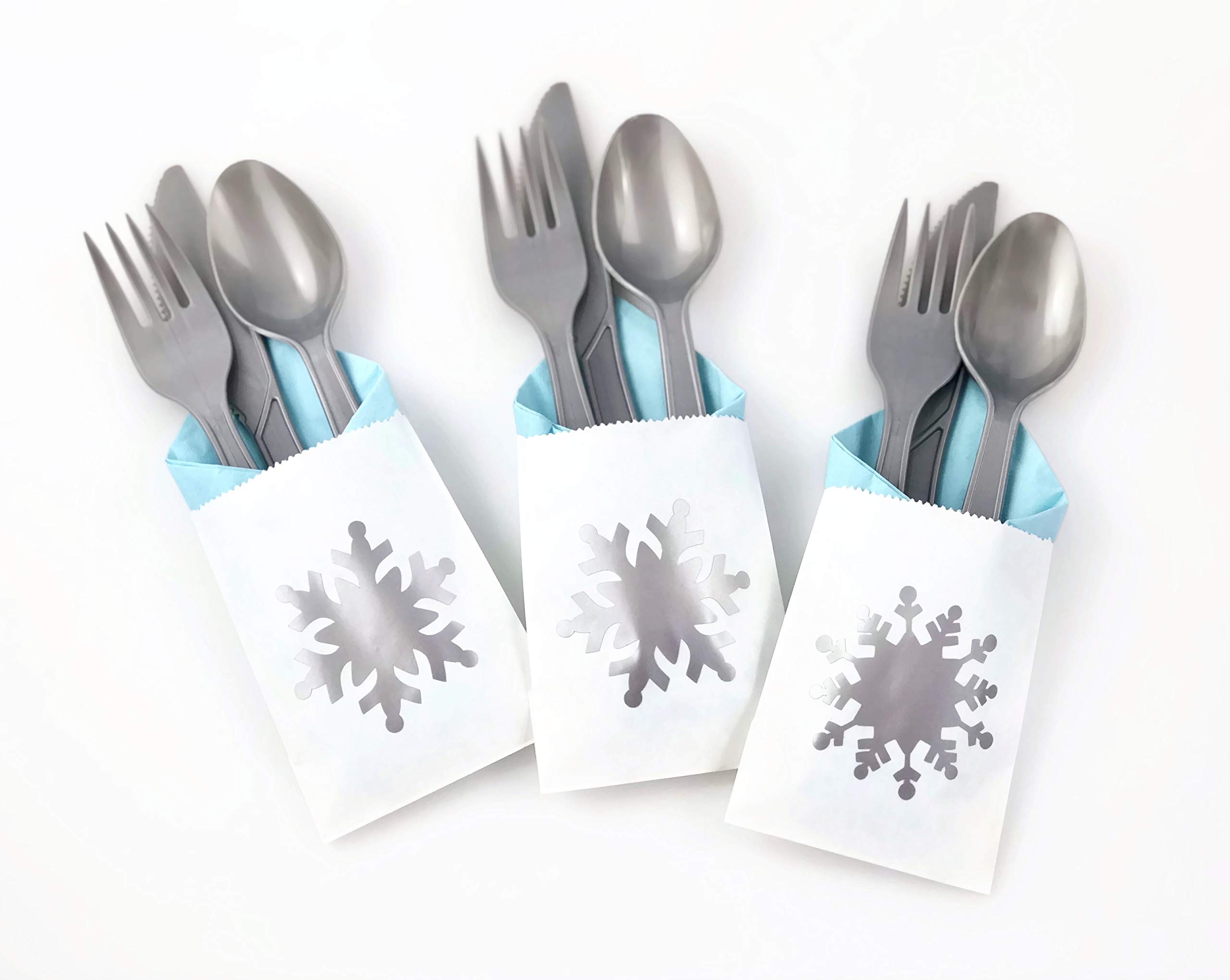 Snowflake Party Cutlery - 24 Set for Baby Shower or Winter Onederland Birthday