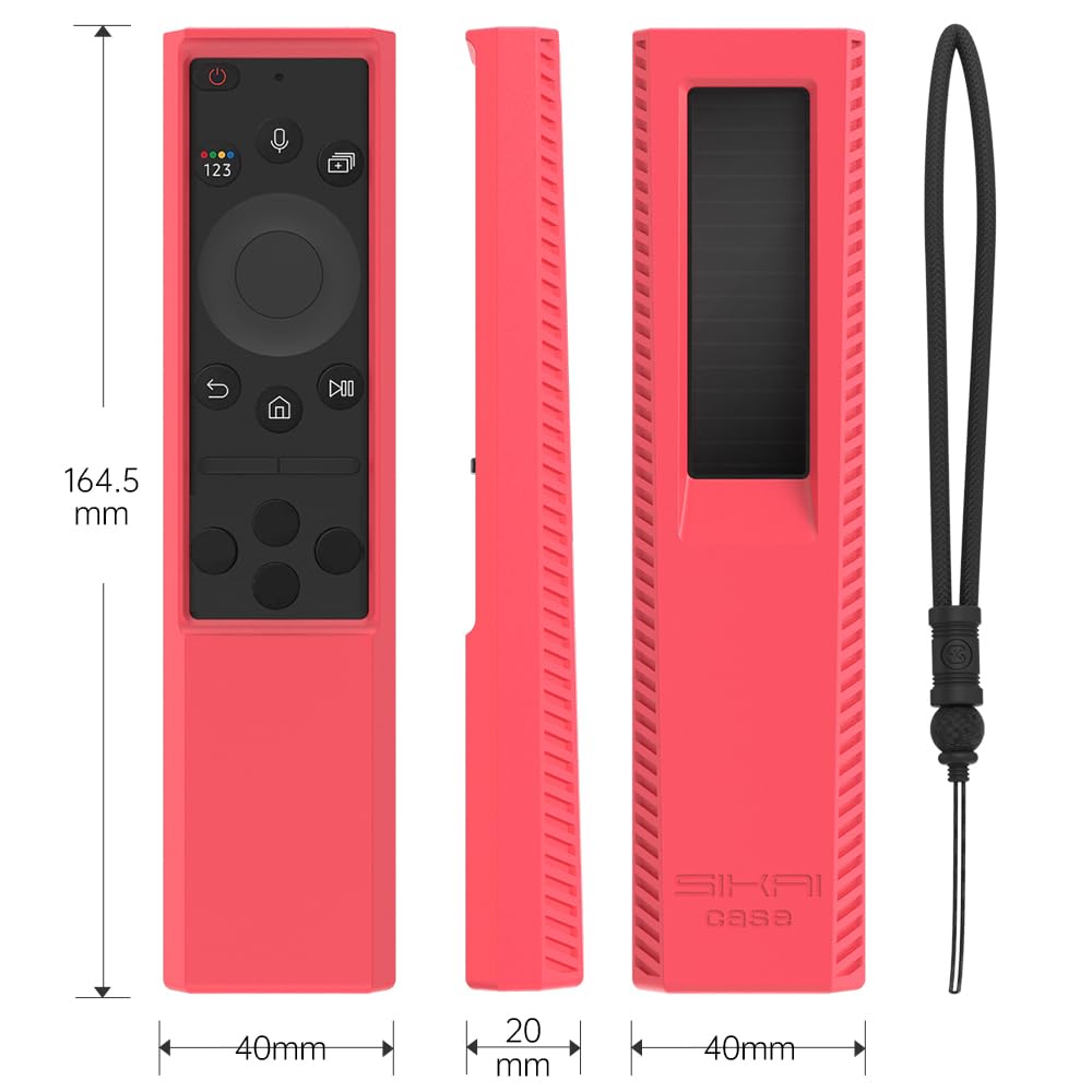 Silicone Samsung Remote Cover Compatible with 2022 Samsung SolarCell Remote TM2280E BN59-01386 BN68-13841G BN59-01385A Cover Samsung TM2240A Remote Case Shockproof Anit-Lost with Lanyard(Red)