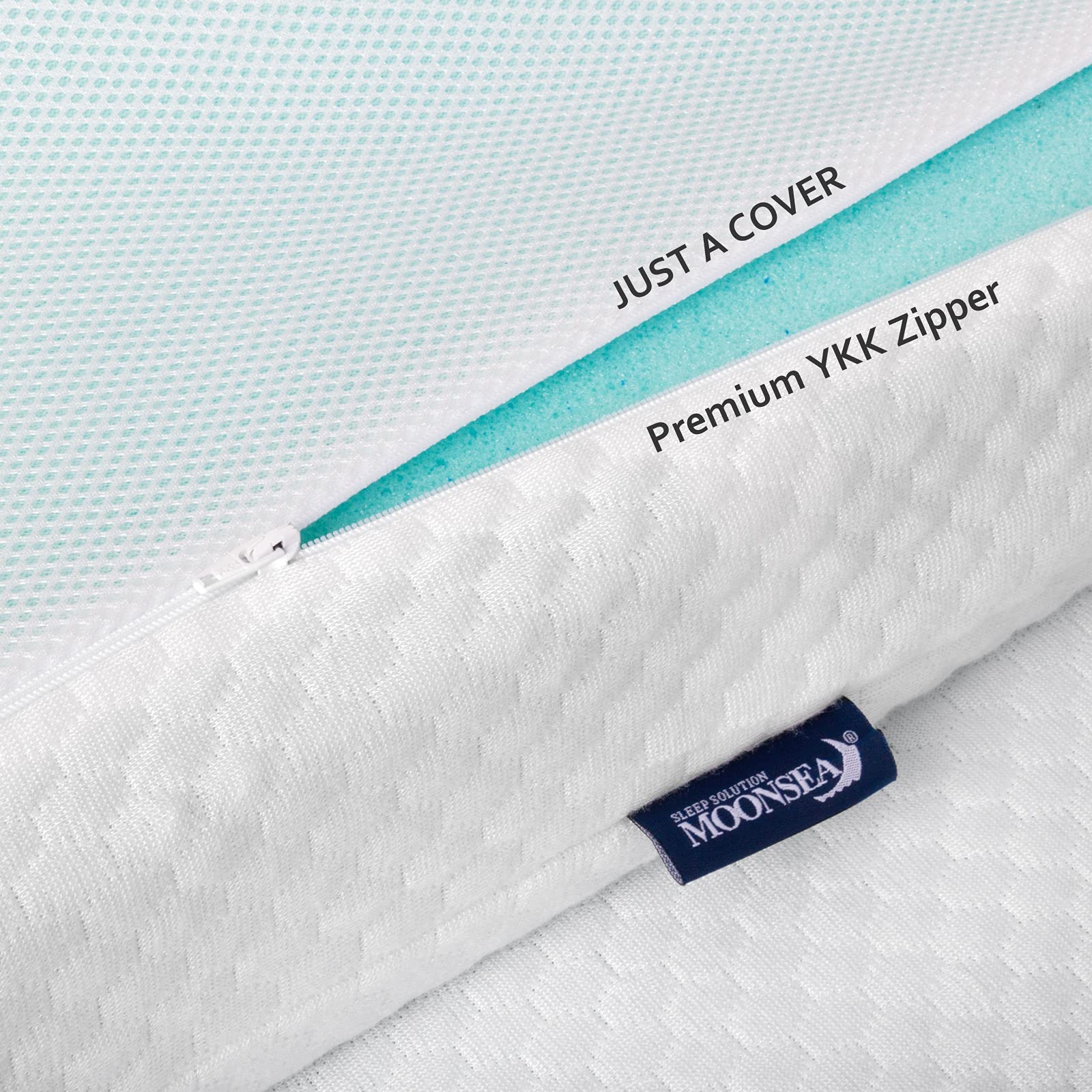 Cover for Mattress Topper Full Size, 3-4 Inch Full Memory Foam Cover with Zipper, Viscose Made from Bamboo and 3D Mesh Fabric Backing Latex Mattress Topper Removable Cover with Straps