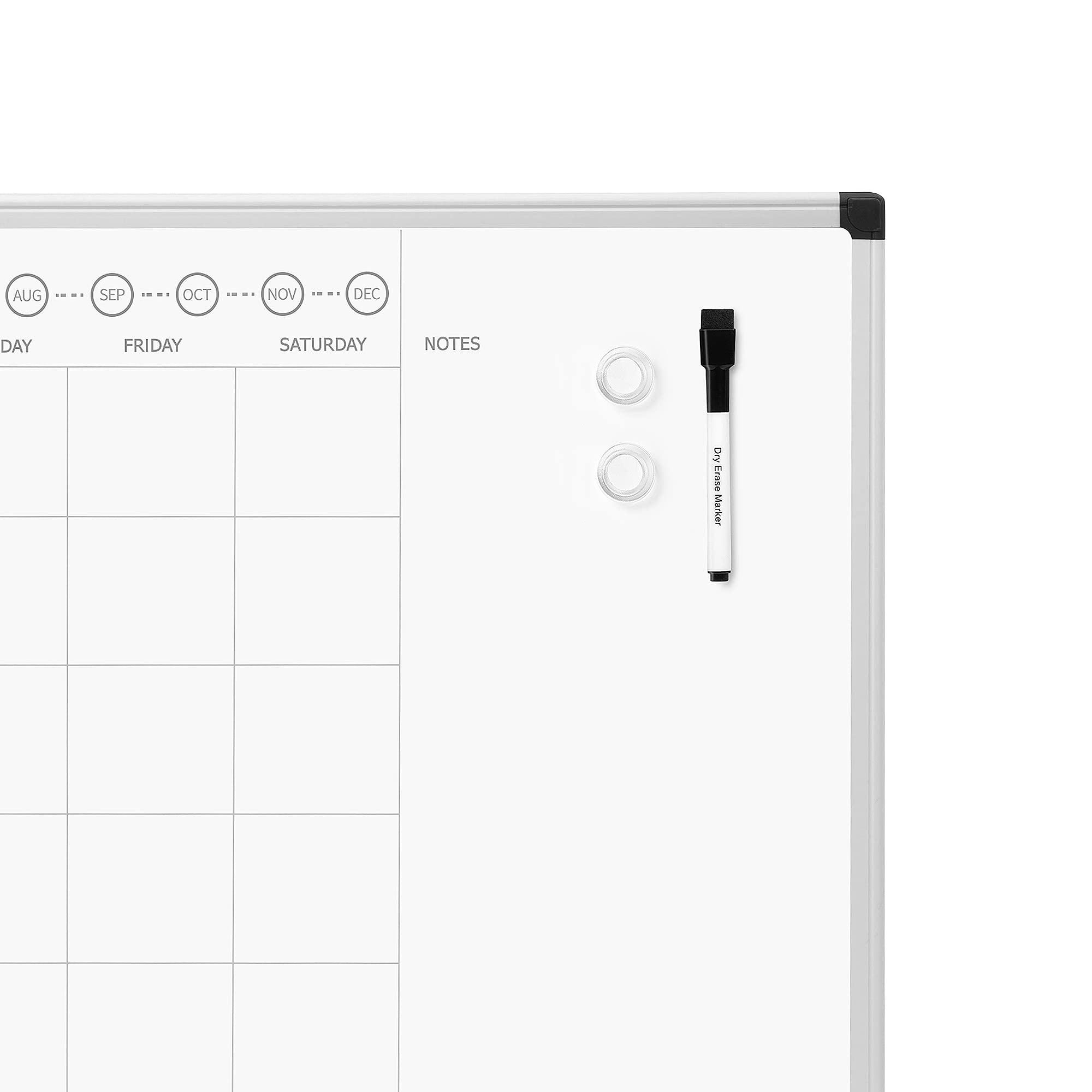Amazon Basics Monthly Calendar Whiteboard Dry Erase and Cork Board, Silver Aluminium Frame, 24 x 36 Inches