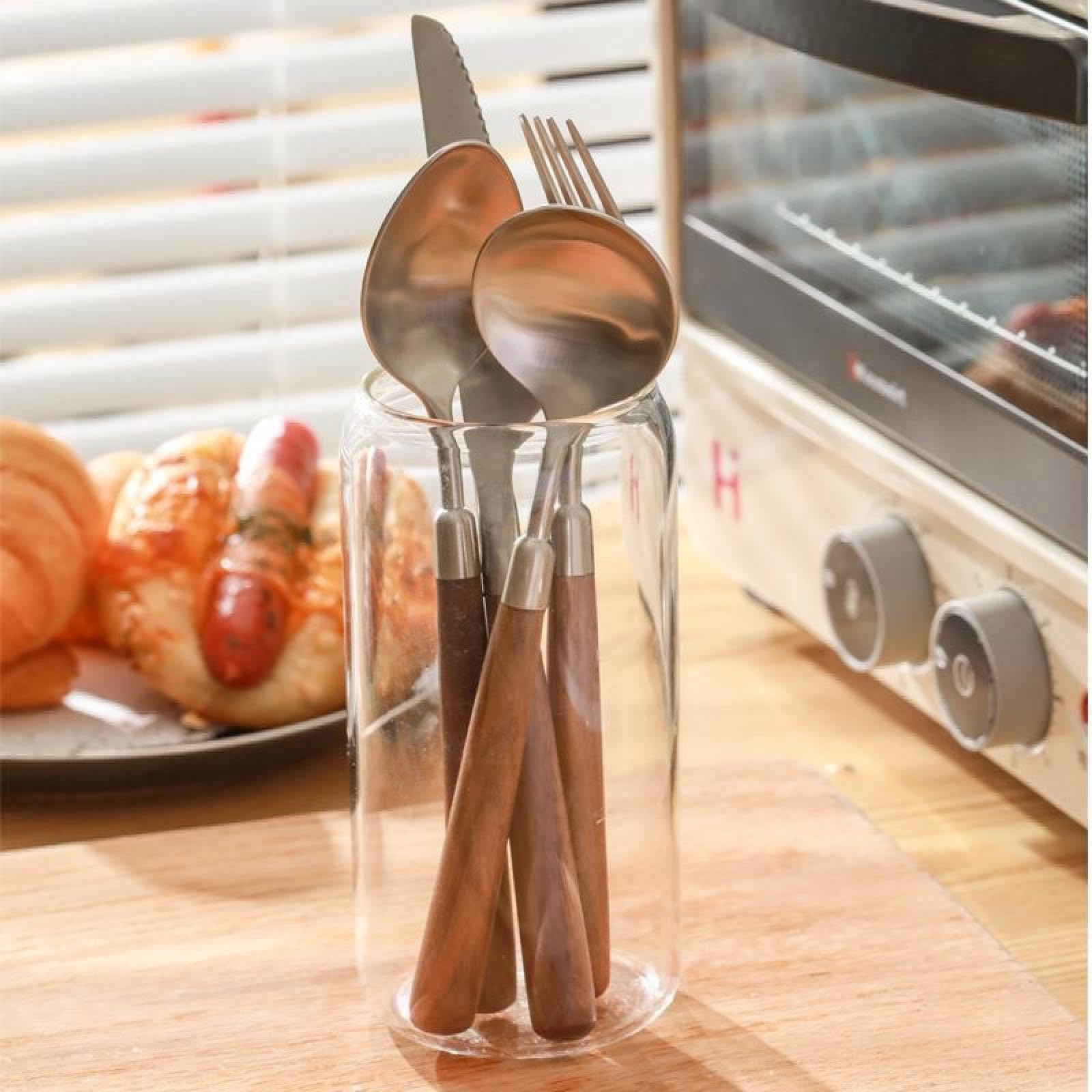 BILKAR Solid Wood Walnut Handle Stainless Steel Steak Knife and Fork Western Food Knife and Fork Dessert Cutlery Set