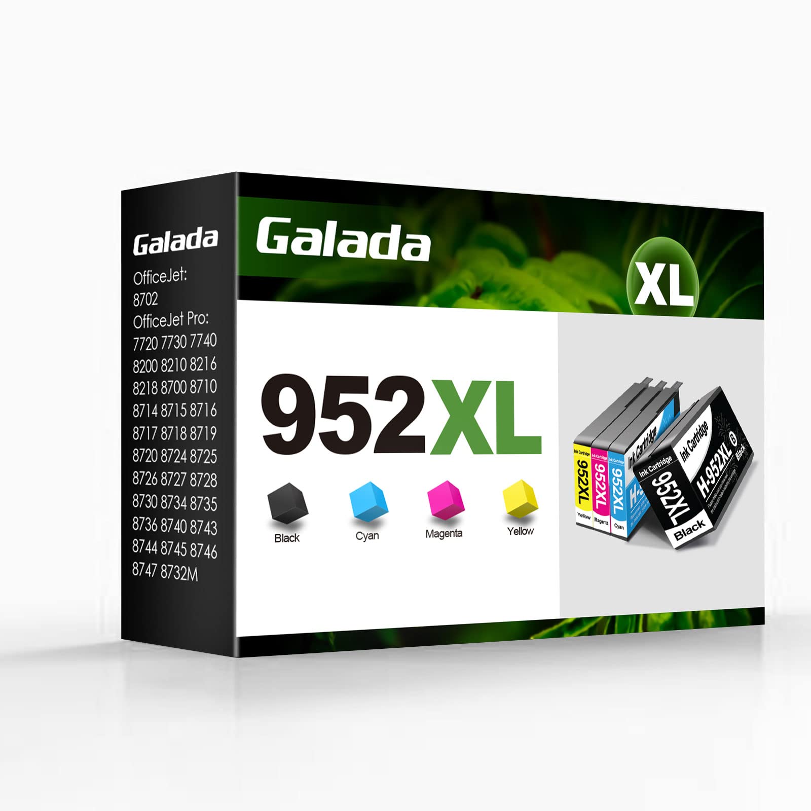 Galada Remanufactured 952Xl Ink Cartridges Combo Pack Replacement for Hp Ink 952Xl Black and Color Combo Pack Compatible with Hp OfficeJet Pro 8710 8715 8720 8210 7740 7720 7730 8725 8730 8740 Printer