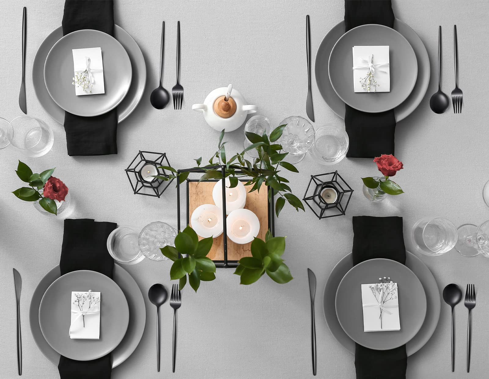 Black Silverware Set 30 Pieces, Black Flatware Utensil Cutlery Set for 6, Stainless Steel Black Forks Spoons and Knives Set Service for 6, Mirror Polished