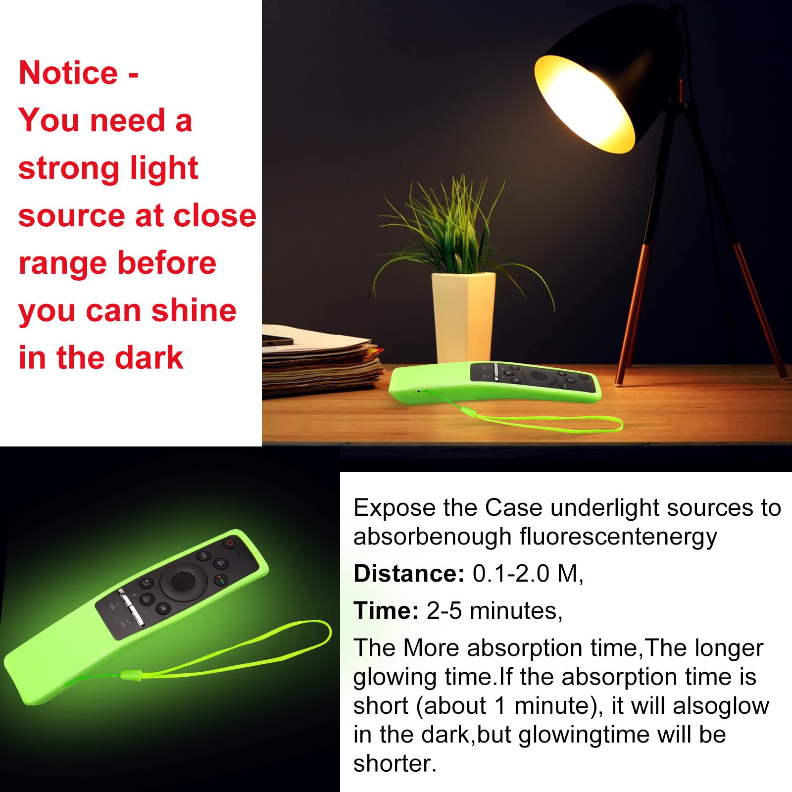 【2 Pack】 Silicone Protective Case for Samsung TV Remote Glow in The Dark, Remote Cover for Samsung Smart TV Remote BN59 Series, for BN59-01266A/BN59-1312A/BN59-01260A(Luminous Green + Blue)