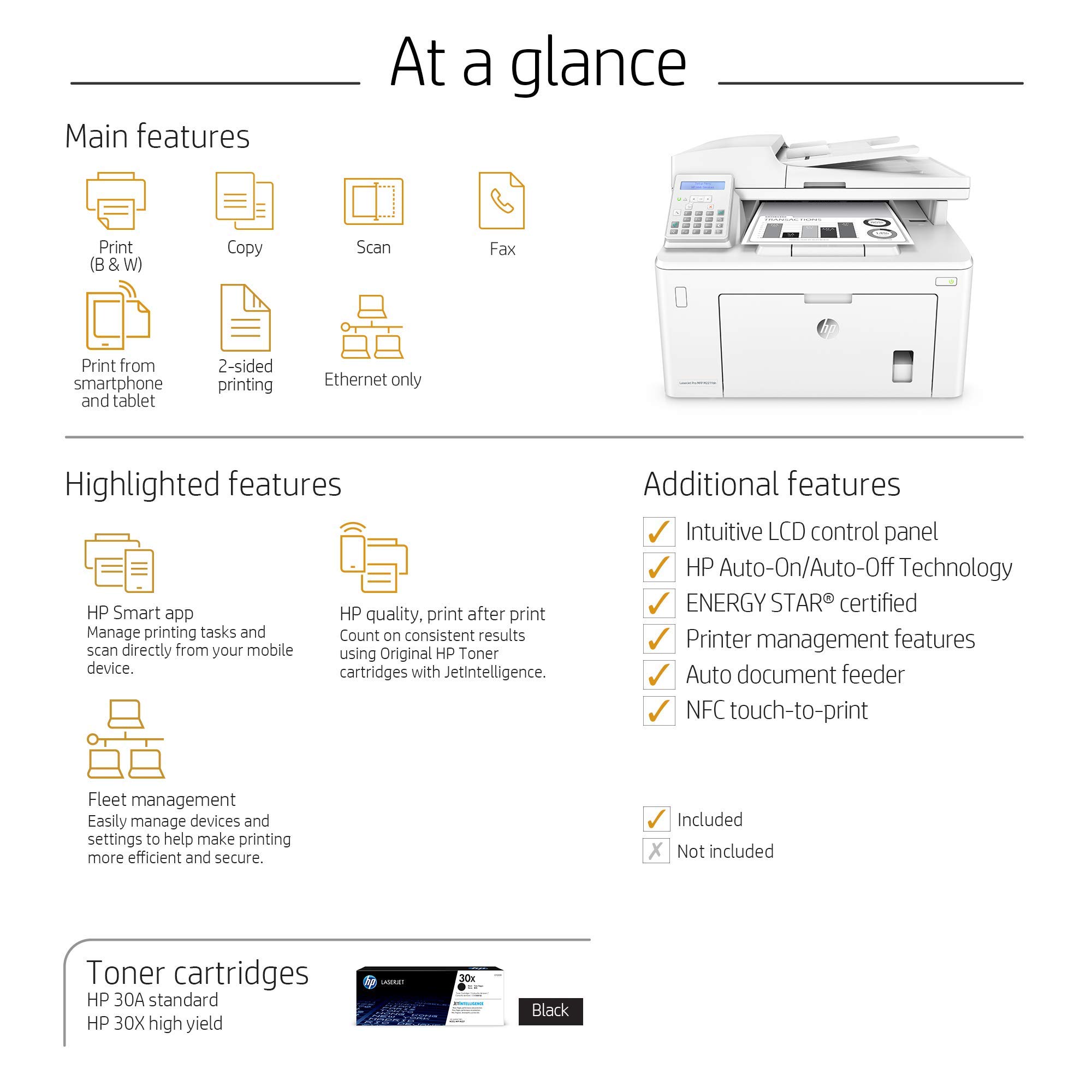 HP Laserjet Pro M227fdn All-in-One Monochrome Laser Printer with Auto Two-Sided Printing, Mobile Printing, Fax & Built-in Ethernet, Amazon Dash Replenishment Ready (G3Q79A) (Renewed)