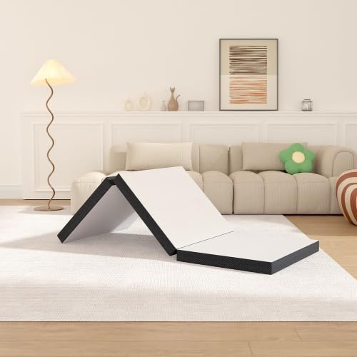 NiamVelo Tri-Fold Narrow Twin Folding Mattress - Luxurious 4 Inch Memory Foam Bed, Perfect for College Dorms and Compact Spaces - Unfold Relaxation Anywhere (4 in, Narrow Twin)