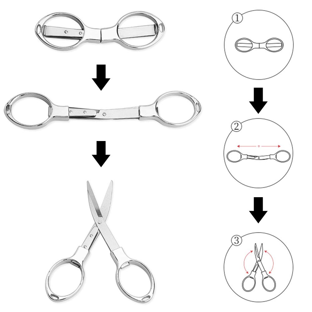 maxin Scissors,4 Pcs Folding Scissors, Stainless Steel Telescopic Cutter Scissors Folding Safety Scissors Trip Scissors for Home,Office,School, Camping