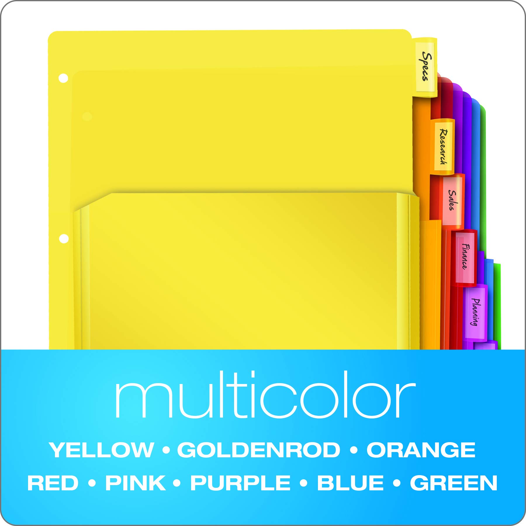 Oxford Expanding Plastic Binder Dividers, Flexible Front Pockets Expand 1/4", 8 Tab, Insertable Multicolor Tabs, Letter Size, 3 Sets (89605)
