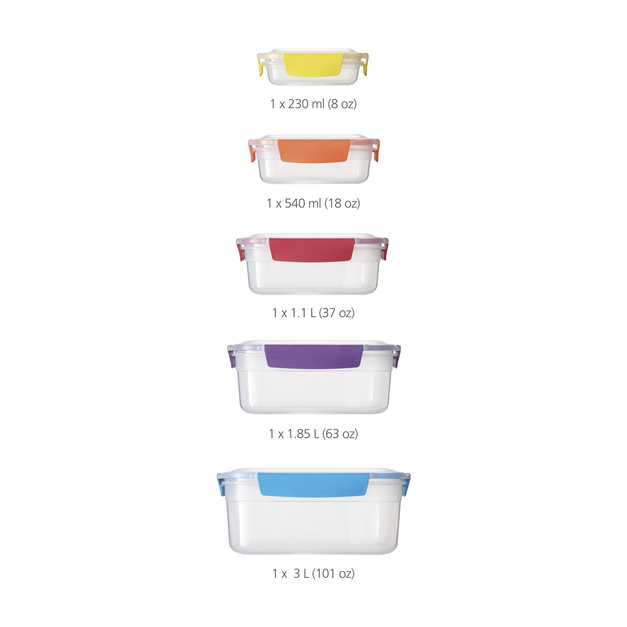Joseph Joseph Nest Lock Plastic Food Storage Container Set with Lockable Airtight Leakproof Lids, 10-Piece, Multi-Color