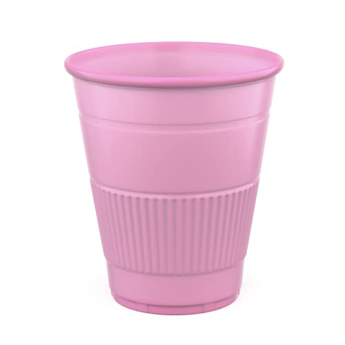 Pruvade Disposable Cups | 50 Pack | 5 oz Plastic Cups, Small Bathroom Cups Perfect as Medicine, Water, Rinsing, Mouthwash Cups, Party Cups, Dental Cups, Multicolor Cups for Kids | Pink Cups