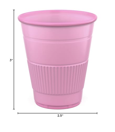 Pruvade Disposable Cups | 50 Pack | 5 oz Plastic Cups, Small Bathroom Cups Perfect as Medicine, Water, Rinsing, Mouthwash Cups, Party Cups, Dental Cups, Multicolor Cups for Kids | Pink Cups
