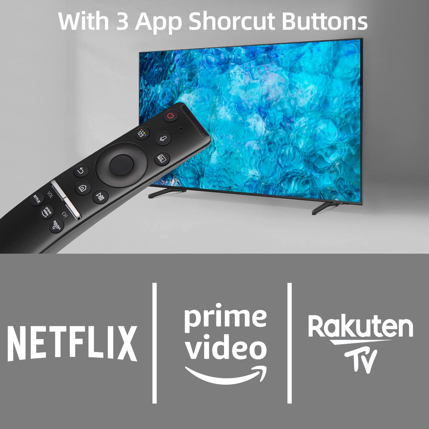Neuronmart Voice Remote Control Replacement for Samsung Smart TV Remote, for Samsung 4K 8K Crystal UHD LED QLED Frame HDR Curved Smart TV with Netflix, Prime Video, Rakuten TV Button