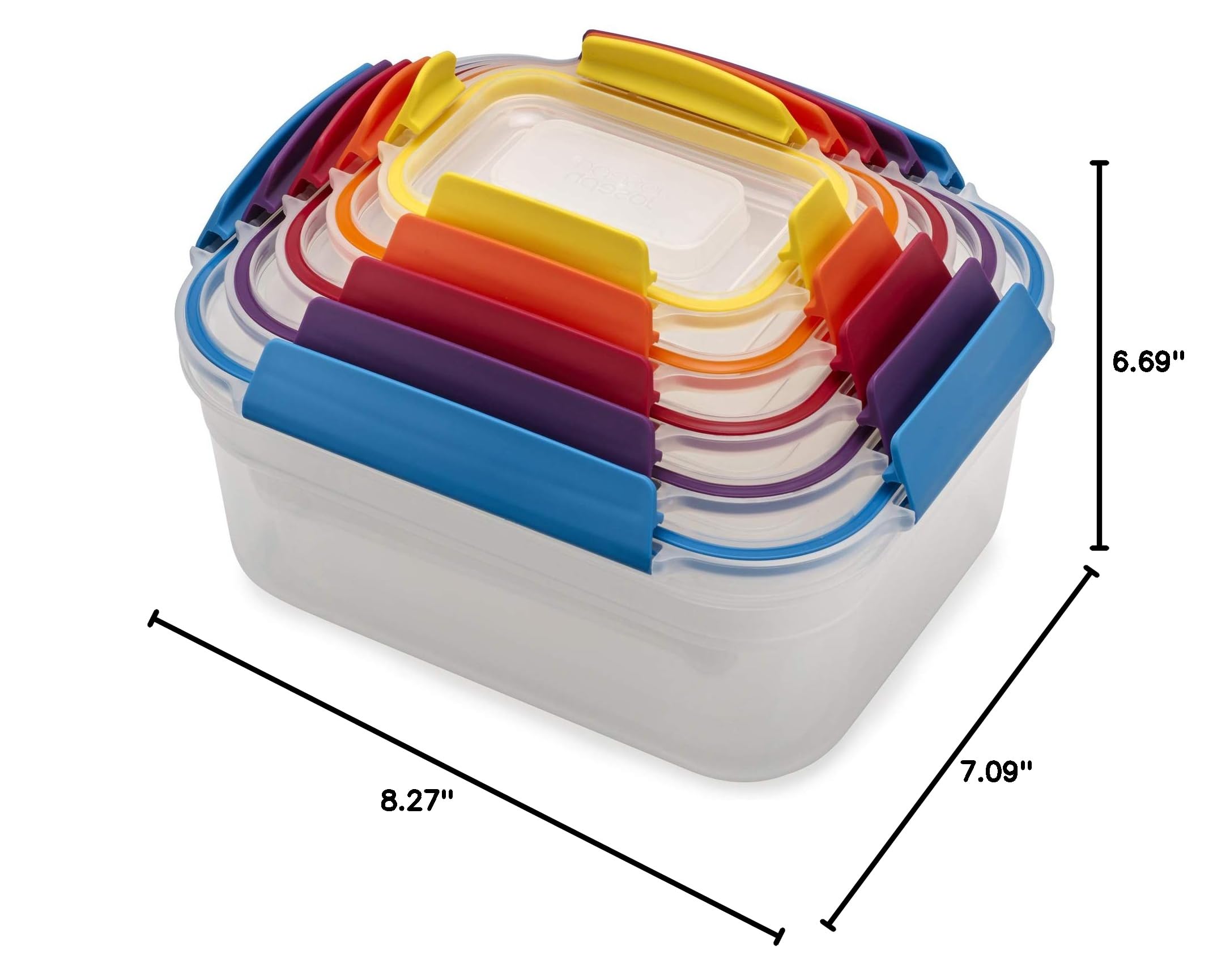 Joseph Joseph Nest Lock Plastic Food Storage Container Set with Lockable Airtight Leakproof Lids, 10-Piece, Multi-Color