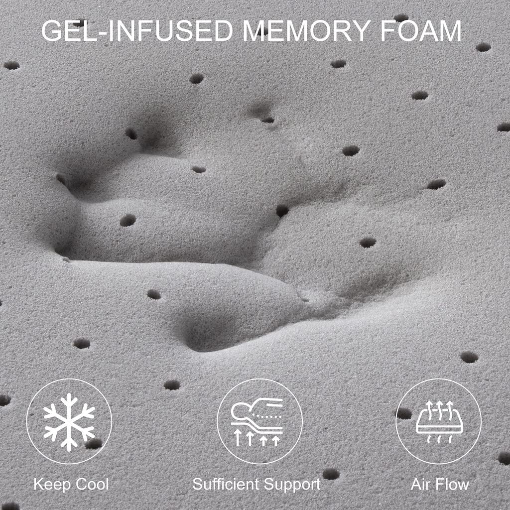 Maxzzz 4 Inch Mattress Topper Full Size, Firm Memory Foam Bed Mattress Topper, Ventilated Mattress Pad CertiPUR-US Certified Plush