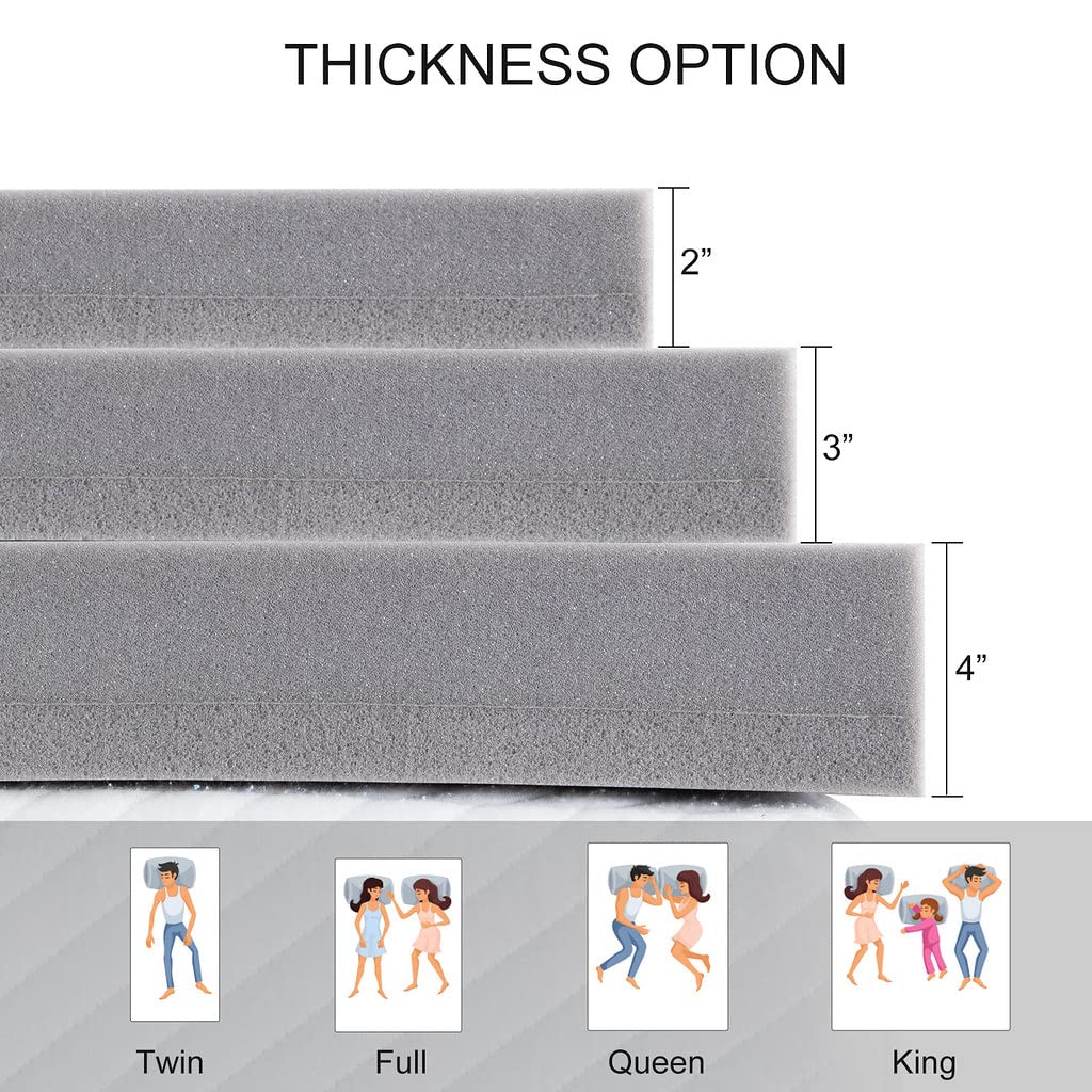Maxzzz 4 Inch Mattress Topper Full Size, Firm Memory Foam Bed Mattress Topper, Ventilated Mattress Pad CertiPUR-US Certified Plush