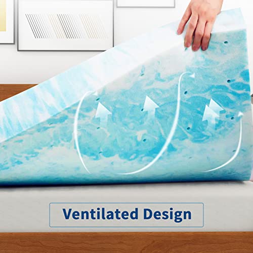 IULULU Mattress Topper, 4 Inch Gel Memory Foam Mattress Topper, Queen, CertiPUR-US Certified