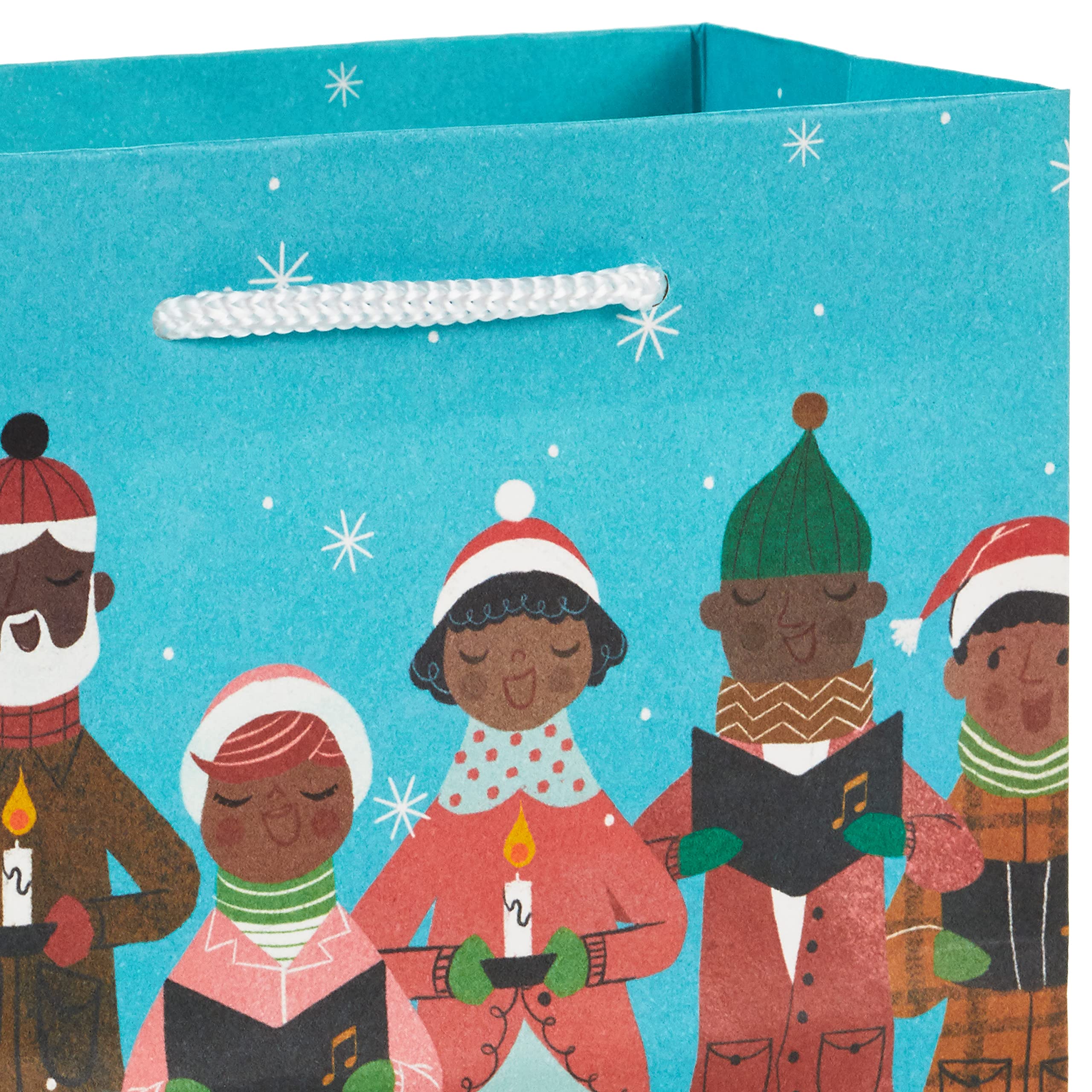 Hallmark Mahogany Christmas Gift Bag Assortment (8 Bags; 3 Small 6", 3 Medium 9", 2 Large 13") Black Santa Claus, African-American Angels, Carolers
