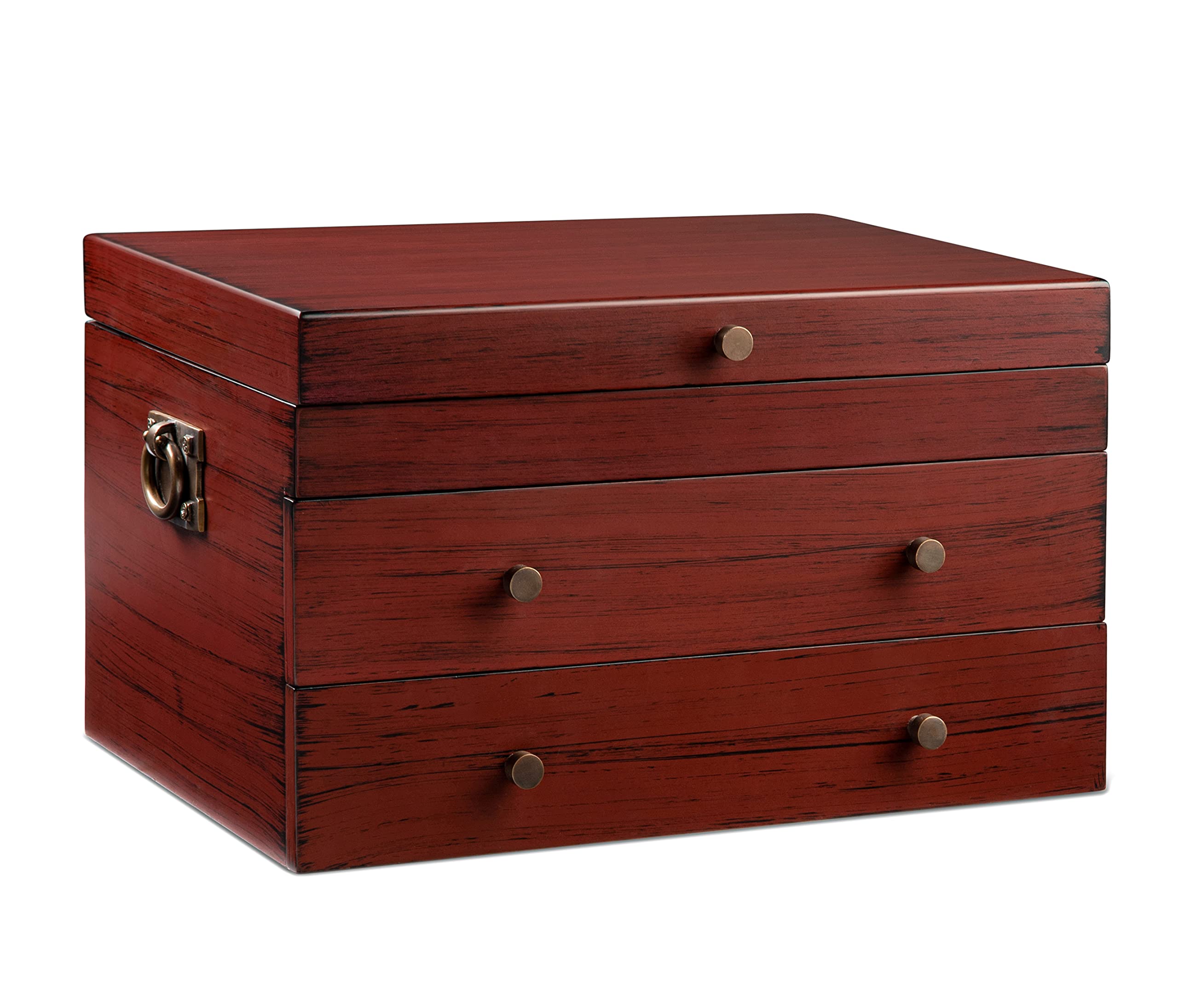 Royalty Art Fine Silverware Storage Box with Pull Out Drawer, 15” x 11”, Large Kitchen Counter Organizer for Flatware and Utensils, Decorative Home Decor