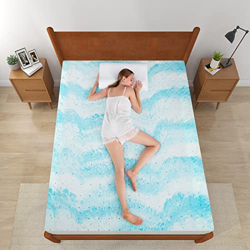 IULULU Mattress Topper, 4 Inch Gel Memory Foam Mattress Topper, Queen, CertiPUR-US Certified
